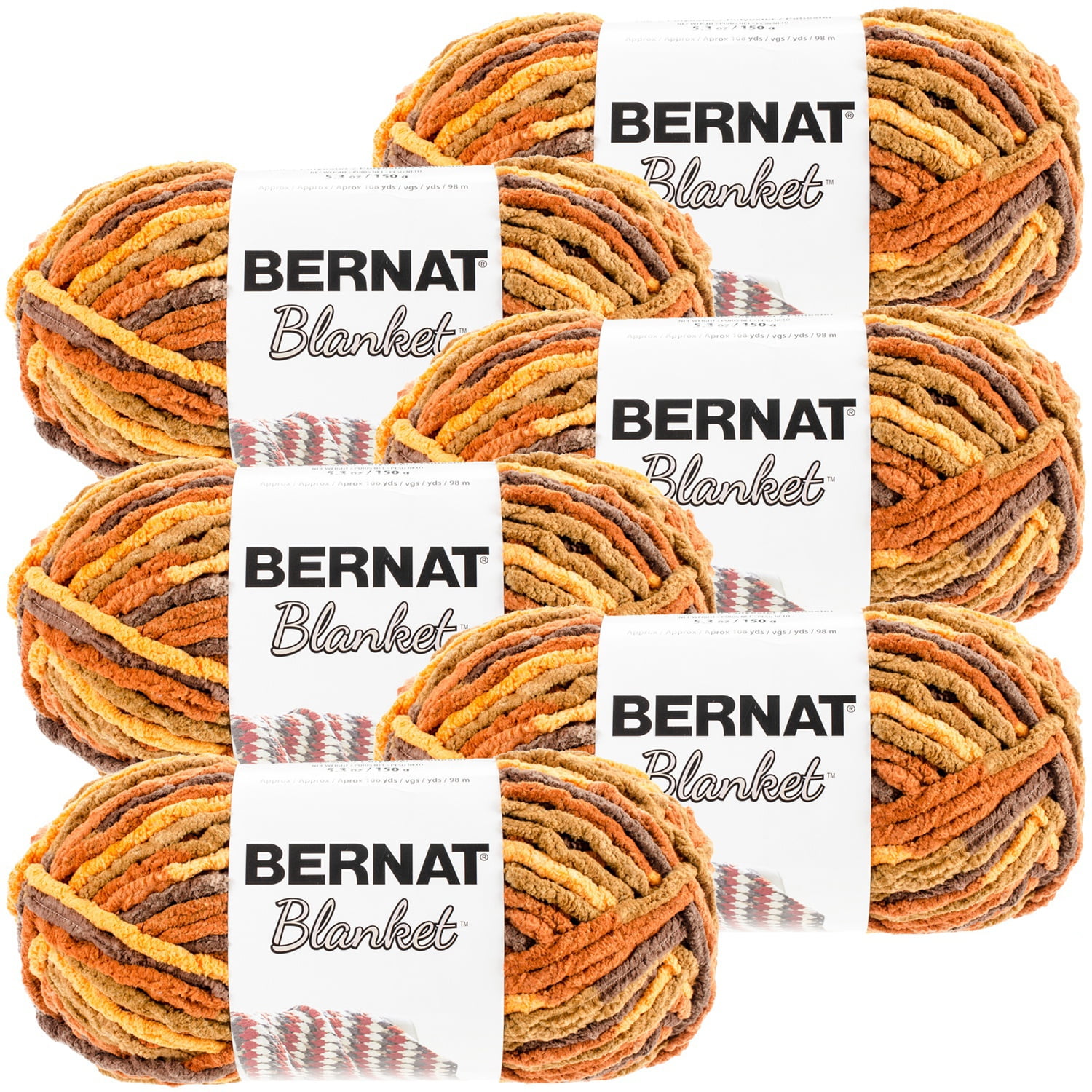 Bernat Thick Soft Blanket Yarn - Fall Leaves, Multipack of 6 - Walmart.com