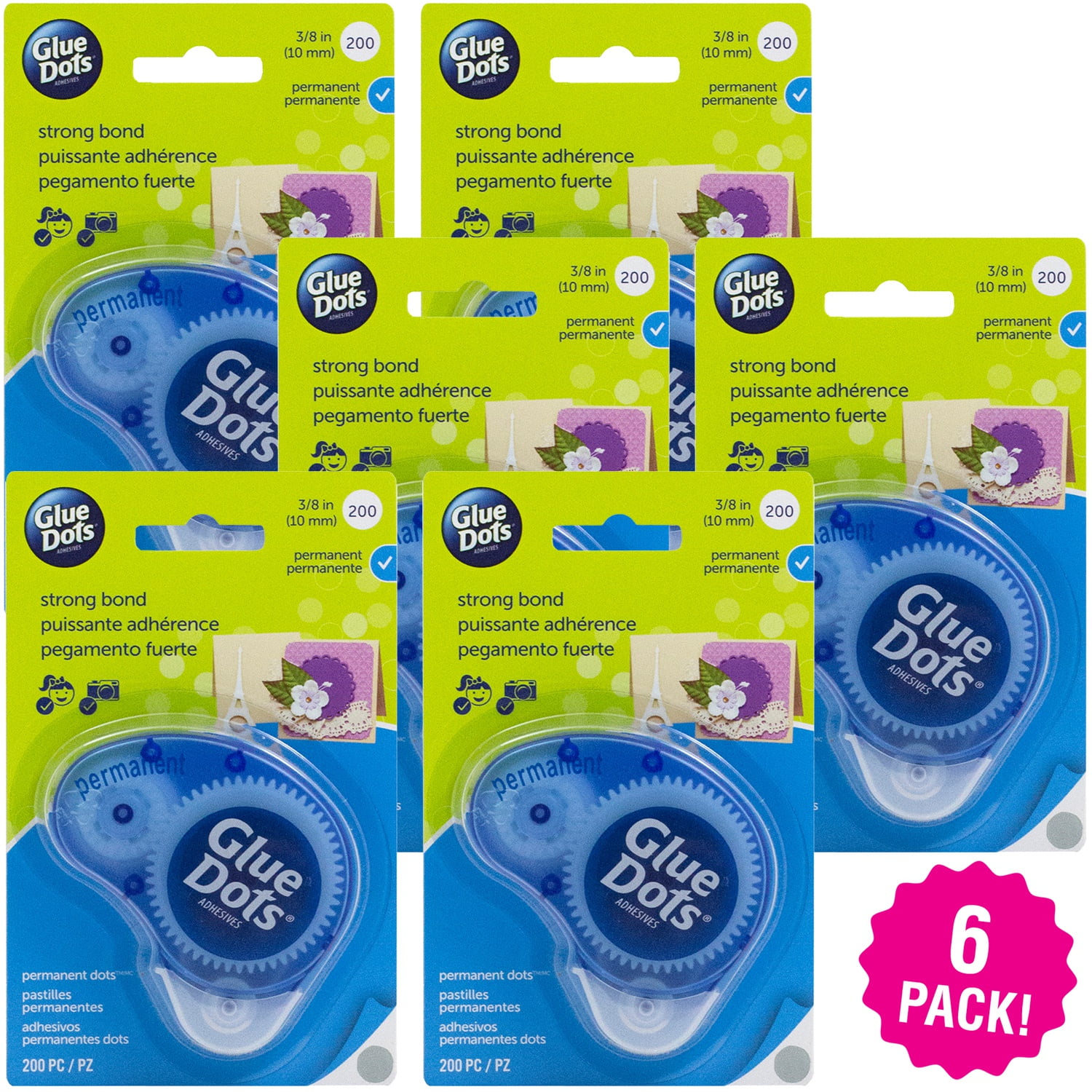 Multipack of 6 - Glue Dots .375" Dot Disposable Dispenser-Permanent ...