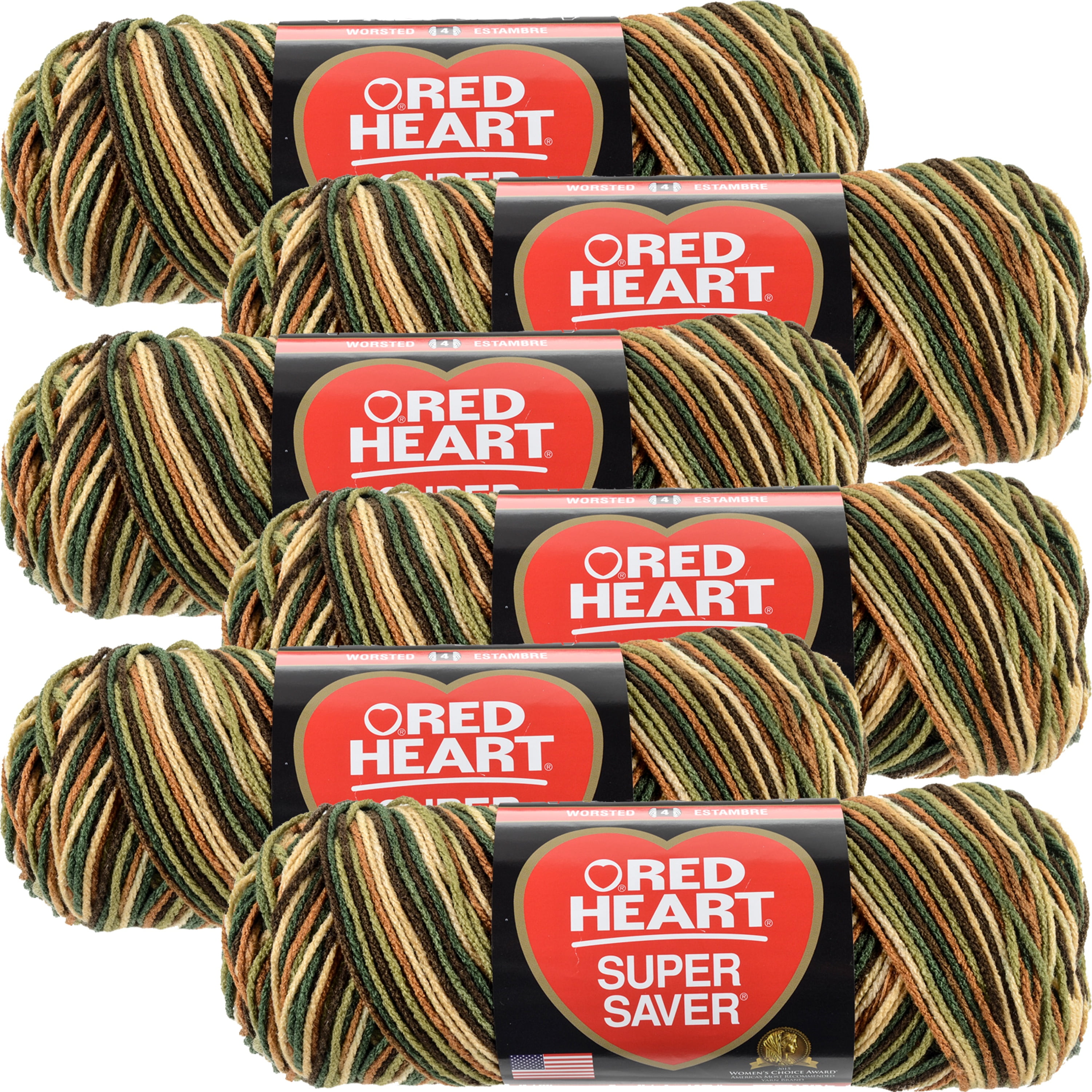 Red Heart Medium Weight Solid Super Saver Yarn-Woodsy, Pack of 6 ...