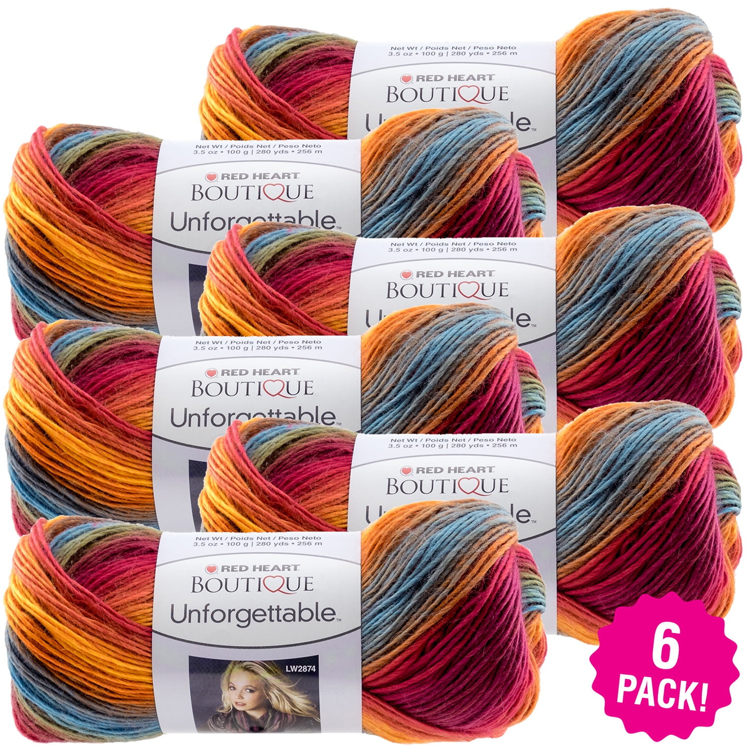 Multipack of 6 - Red Heart Unforgettable Yarn-Sunrise - Walmart.com