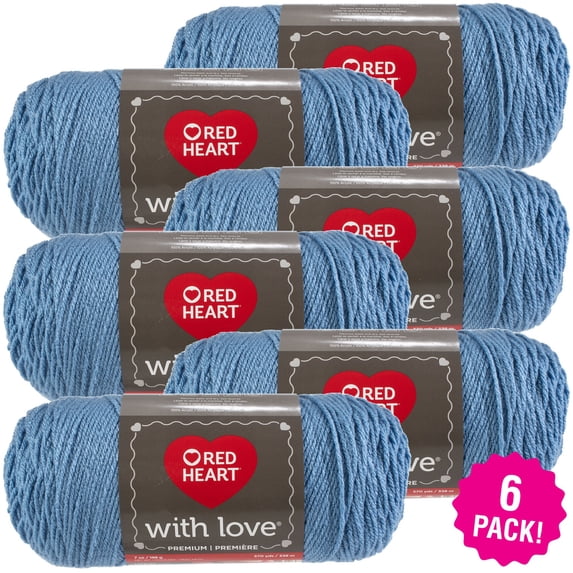Red Heart Multipack of 6, With Love Yarn, Bluebell, 100% Acrylic ...