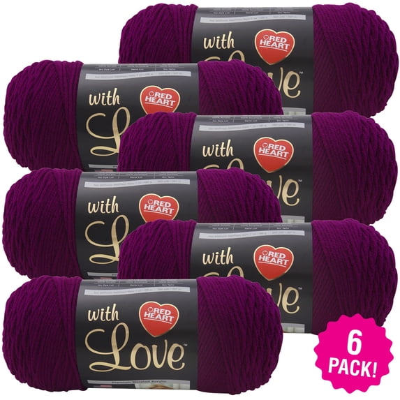 Multipack of 6 - Red Heart With Love Yarn-Boysenberry - Walmart.com
