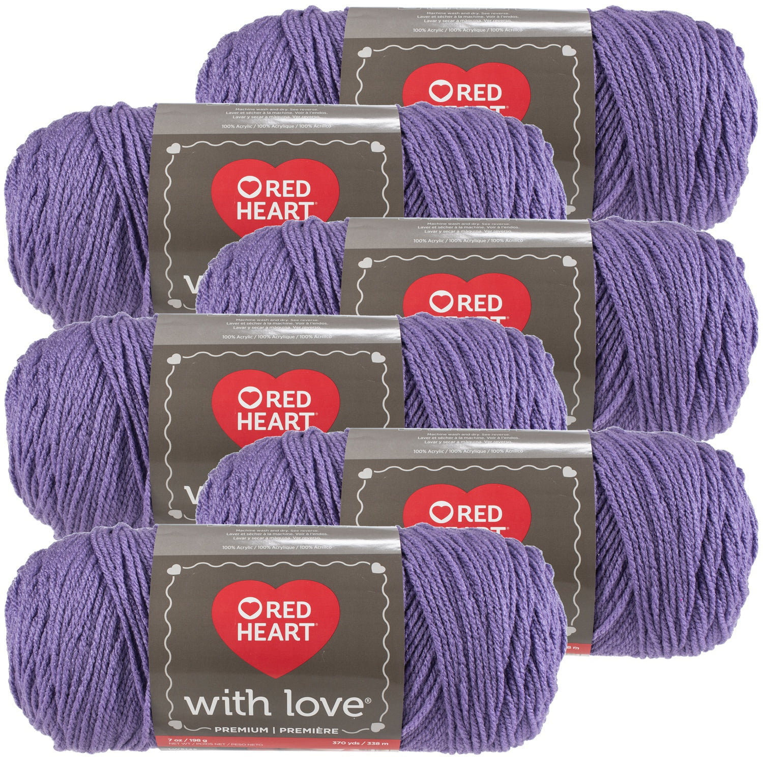 Multipack of 6 - Red Heart With Love Yarn-Lilac - Walmart.com
