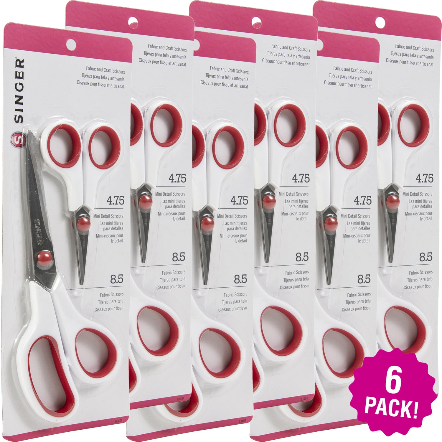Multipack of 6 - Singer Fabric & Craft Scissors Set W/Comfort Grip 2 ...