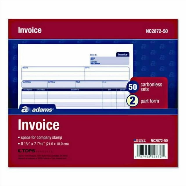 Multipart General-Purpose Invoice Forms, Two-Part Carbonless, 8.5 x 6. ...
