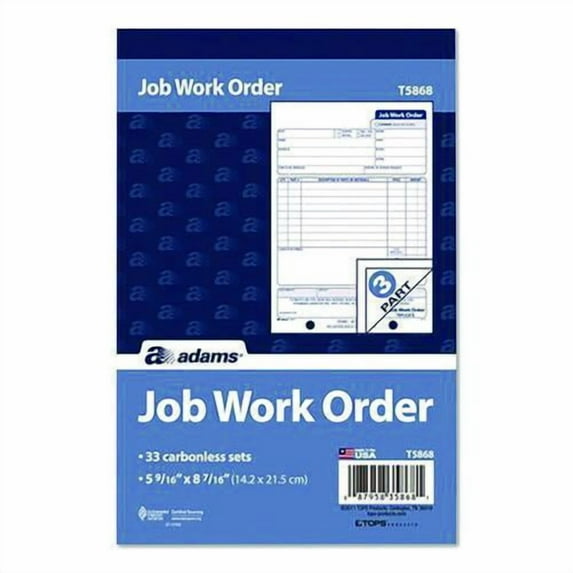 Multipart Job Work Order Pad, Three-Part Carbonless, 5.56 x 7.94, 33 Forms Total | Bundle of 2 ...
