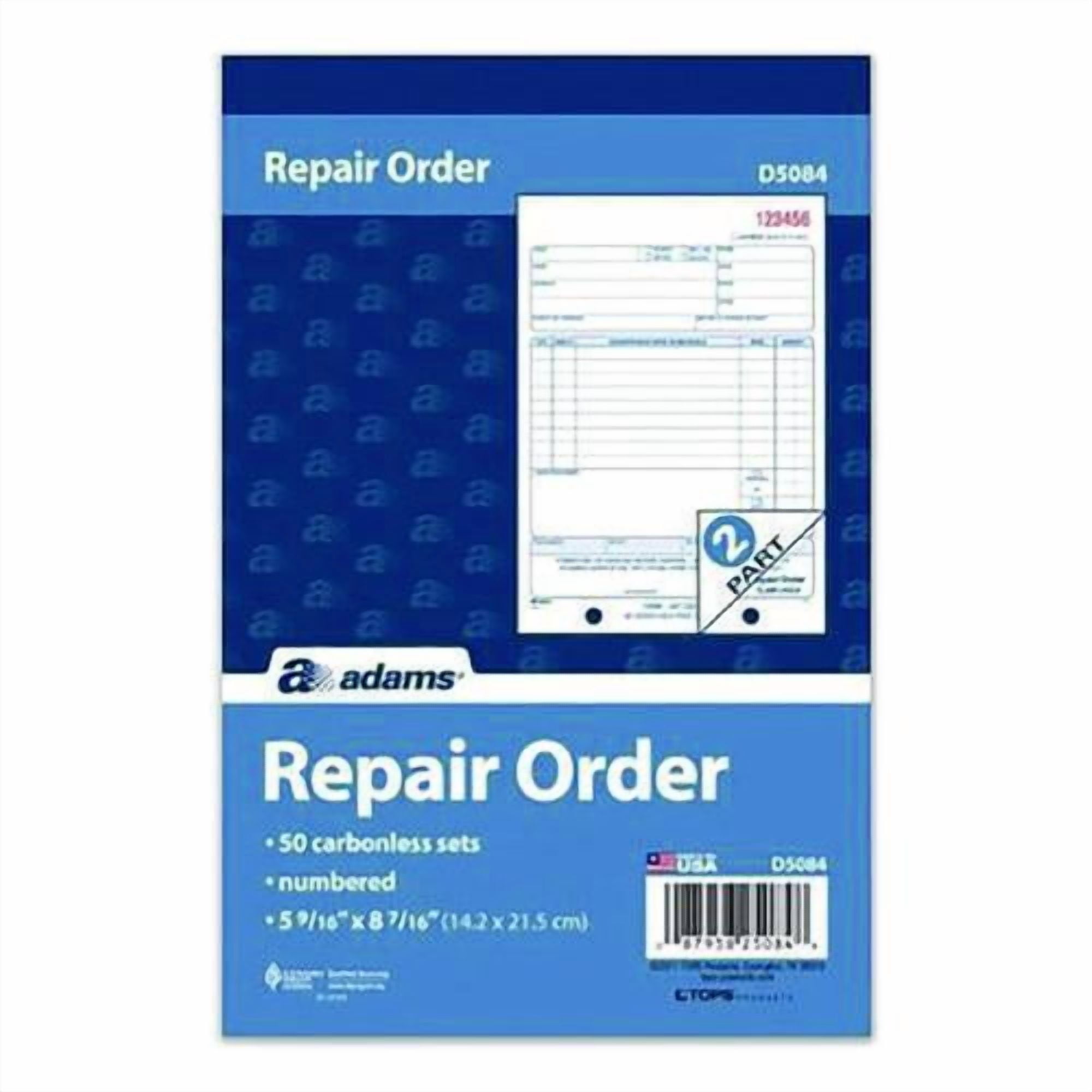Multipart Repair Order Pad, Two-Part Carbonless, 5.56 x 7.94, 50 Forms ...
