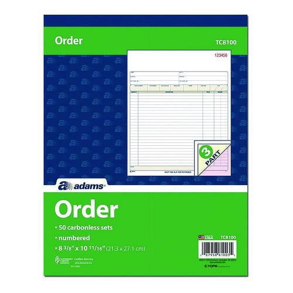 Multipart Sales Order Pad, Three-Part Carbonless, 8.34 x 10.19, 50 ...