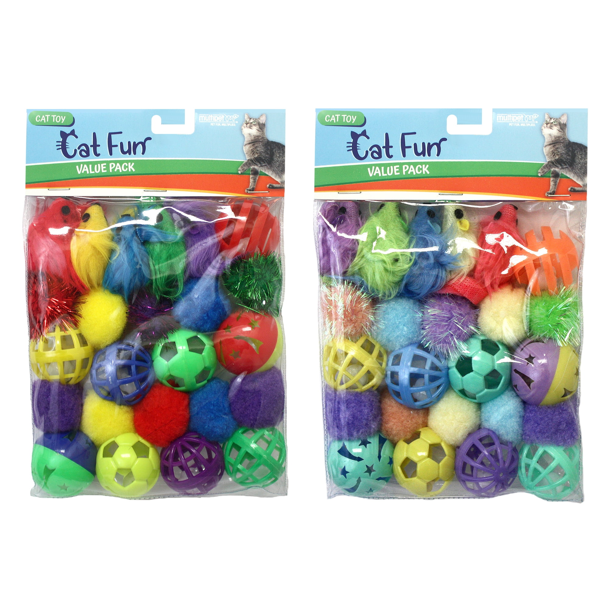 Multipet Value Pack of 24 Assorted Toys for Cats and Kittens, Colors ...