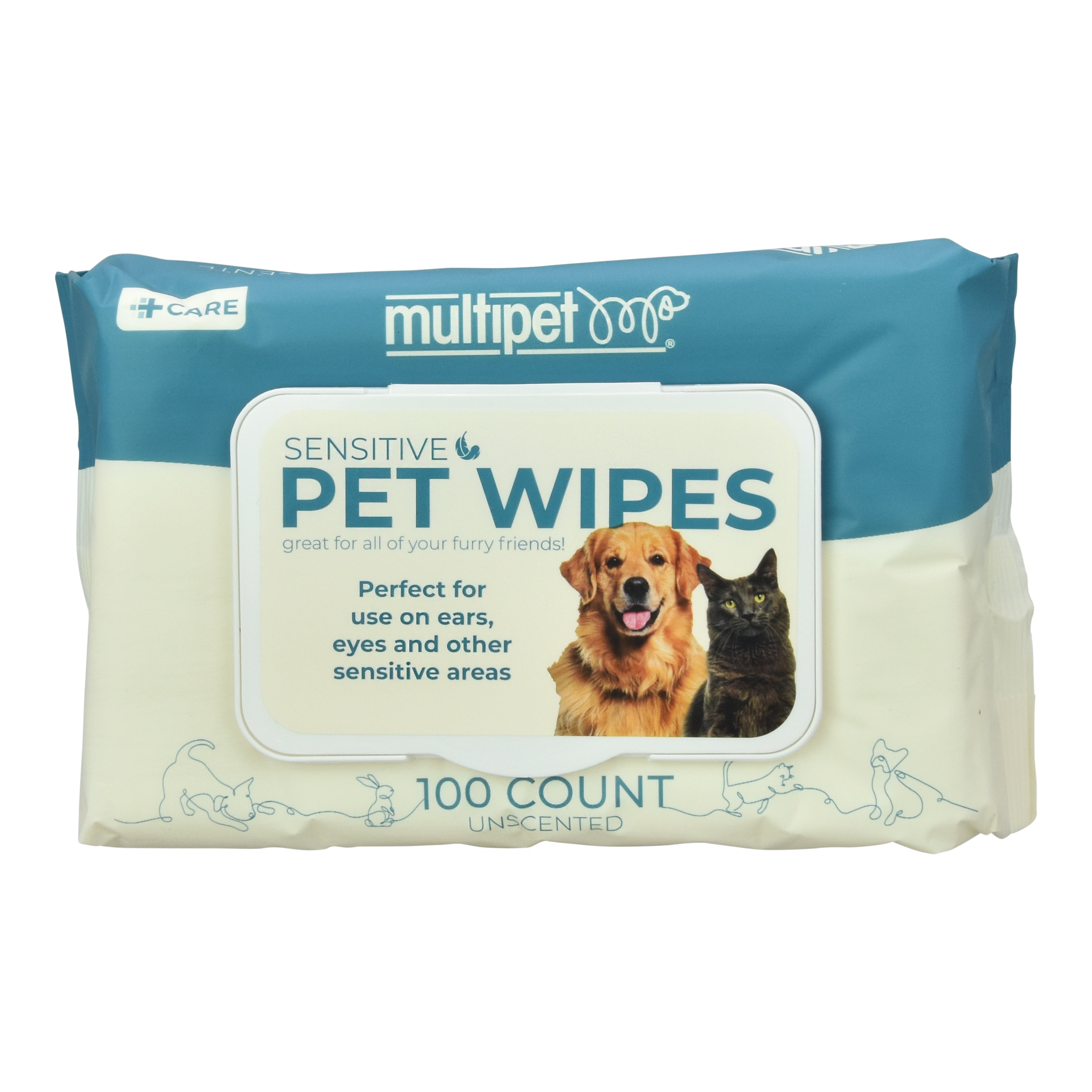 Multipet Sensitive Area Pet Wipes, 100 Count, for Dogs and Cats ...