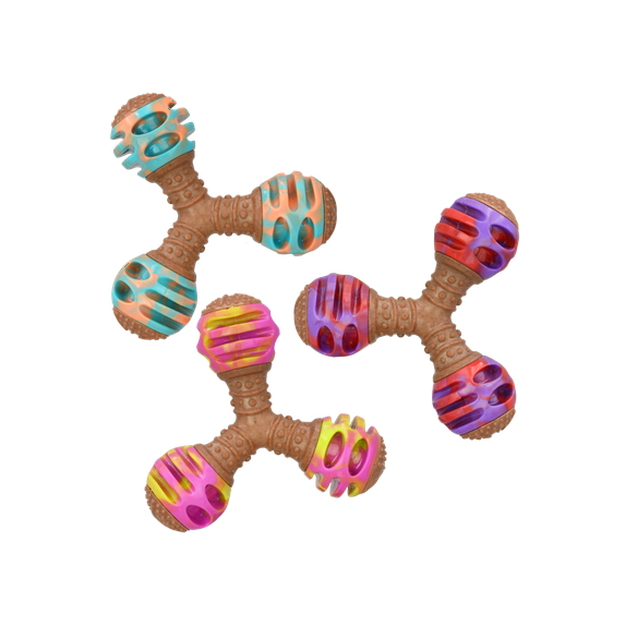 Multipet Giggle Chew Triple Dumbbell Dog Toy, 6.4", Assorted Colors ...