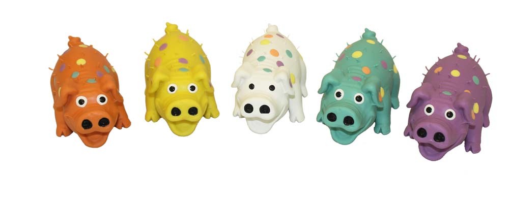 Multipet Globlet Grunting Latex Pig Dog Toy, Assorted Colors, Size 4 ...