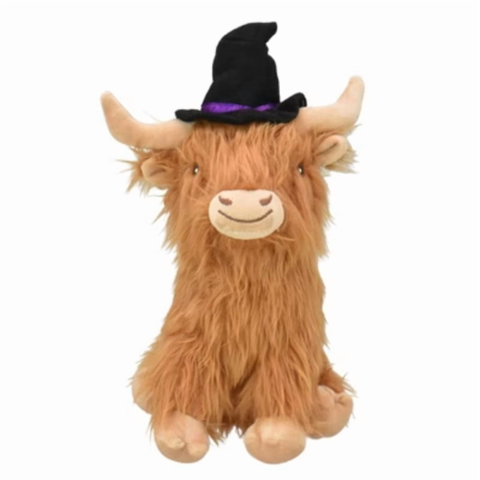 Multipet Highland Cow with Witch Hat Dog Interactive Plush Toy - Brown ...