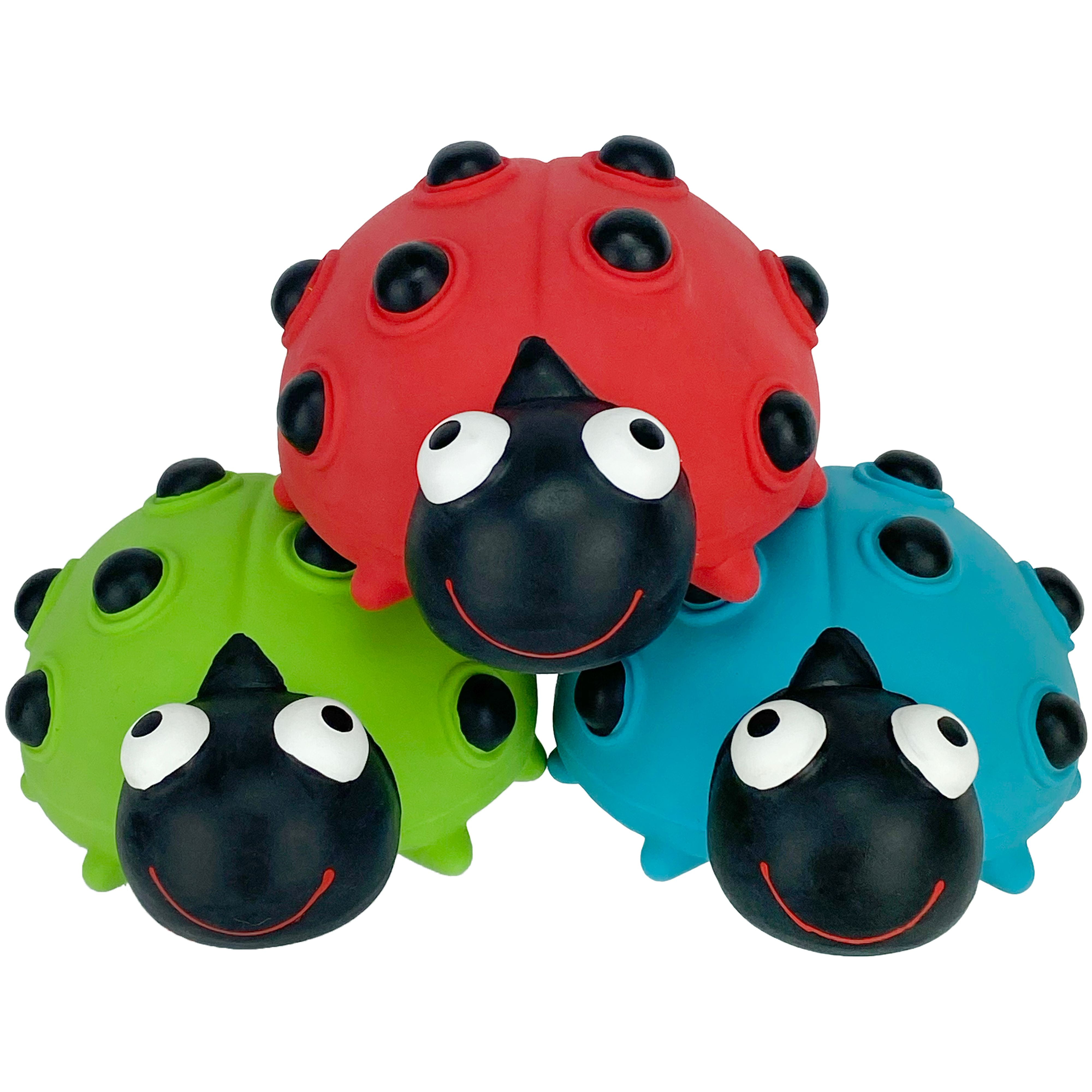 Multipet Look Who's Poppin' Latex Ladybug Dog Toy with Squeaker ...