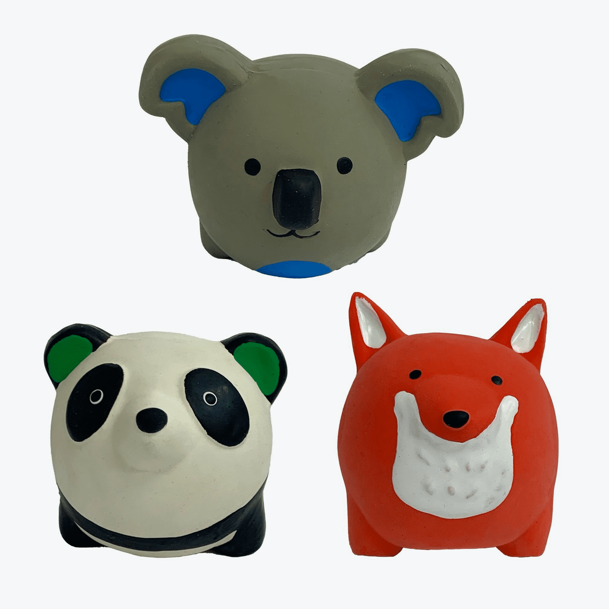 Multipet Latex Round Animal Dog Toy, 3 Pack includes Koala, Fox and ...