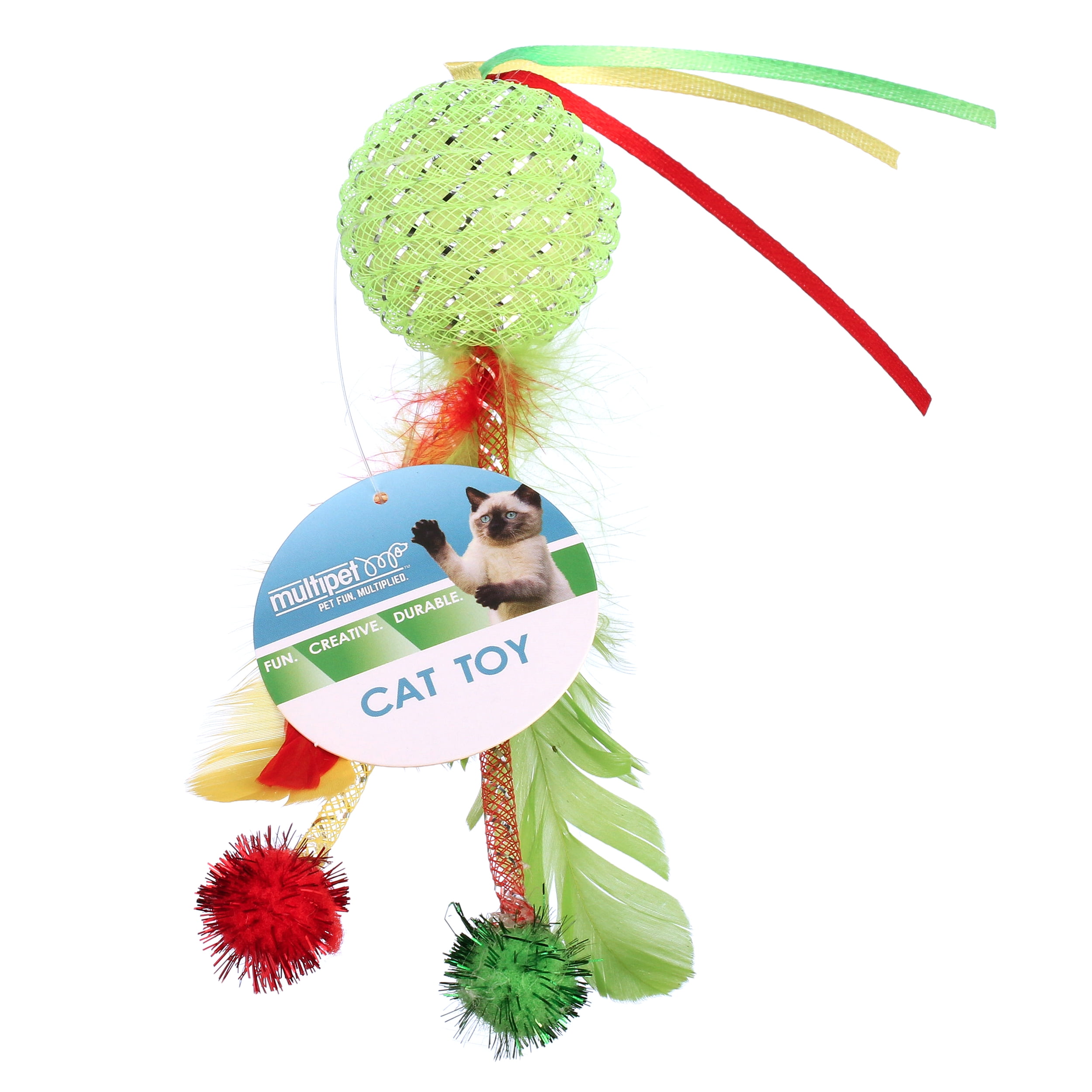 Multipet Mesh Feather Ball Cat Toy with Neon Color - Walmart.com