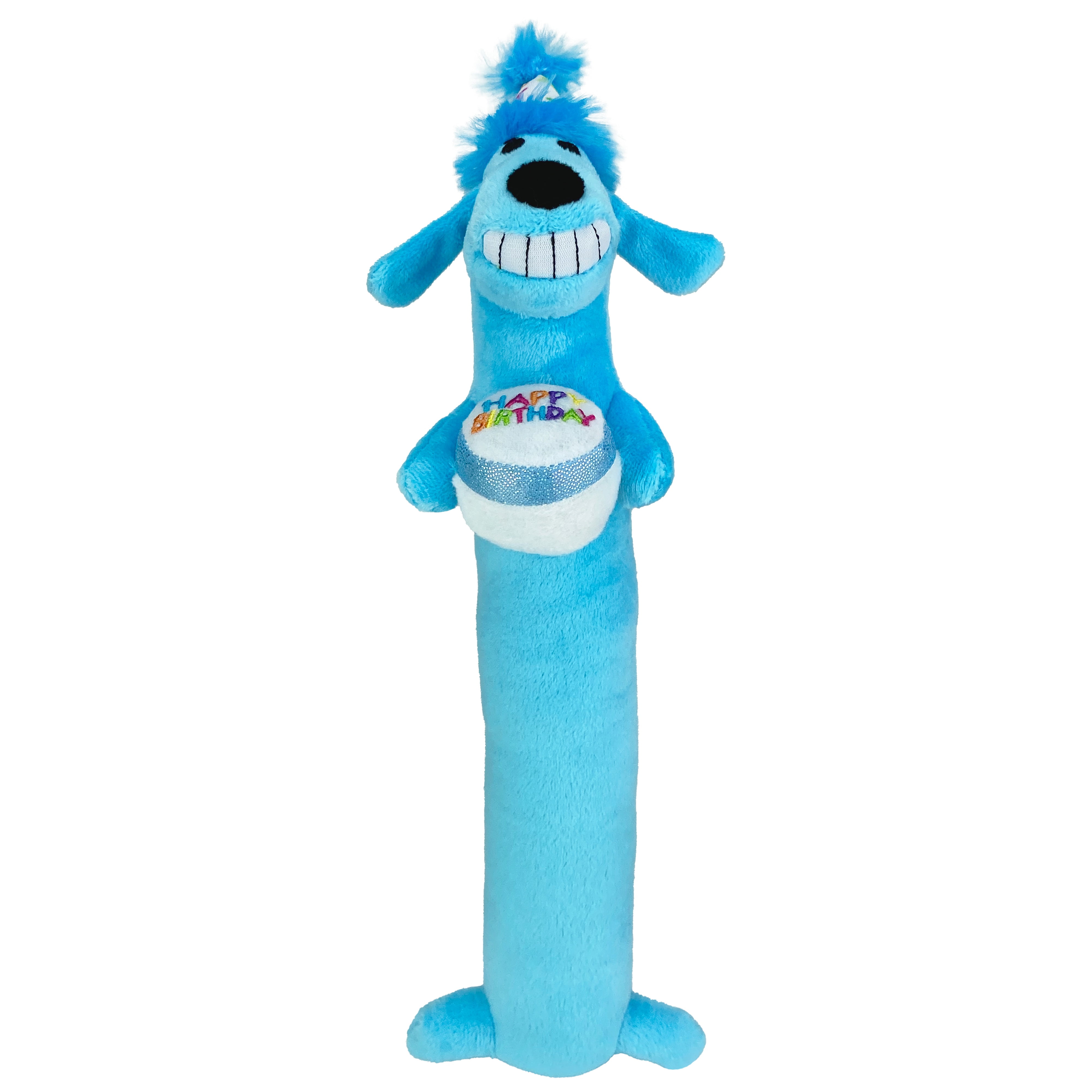 Multipet Plush Birthday Loofa Dog Toy with Squeaker, Blue - Walmart.com