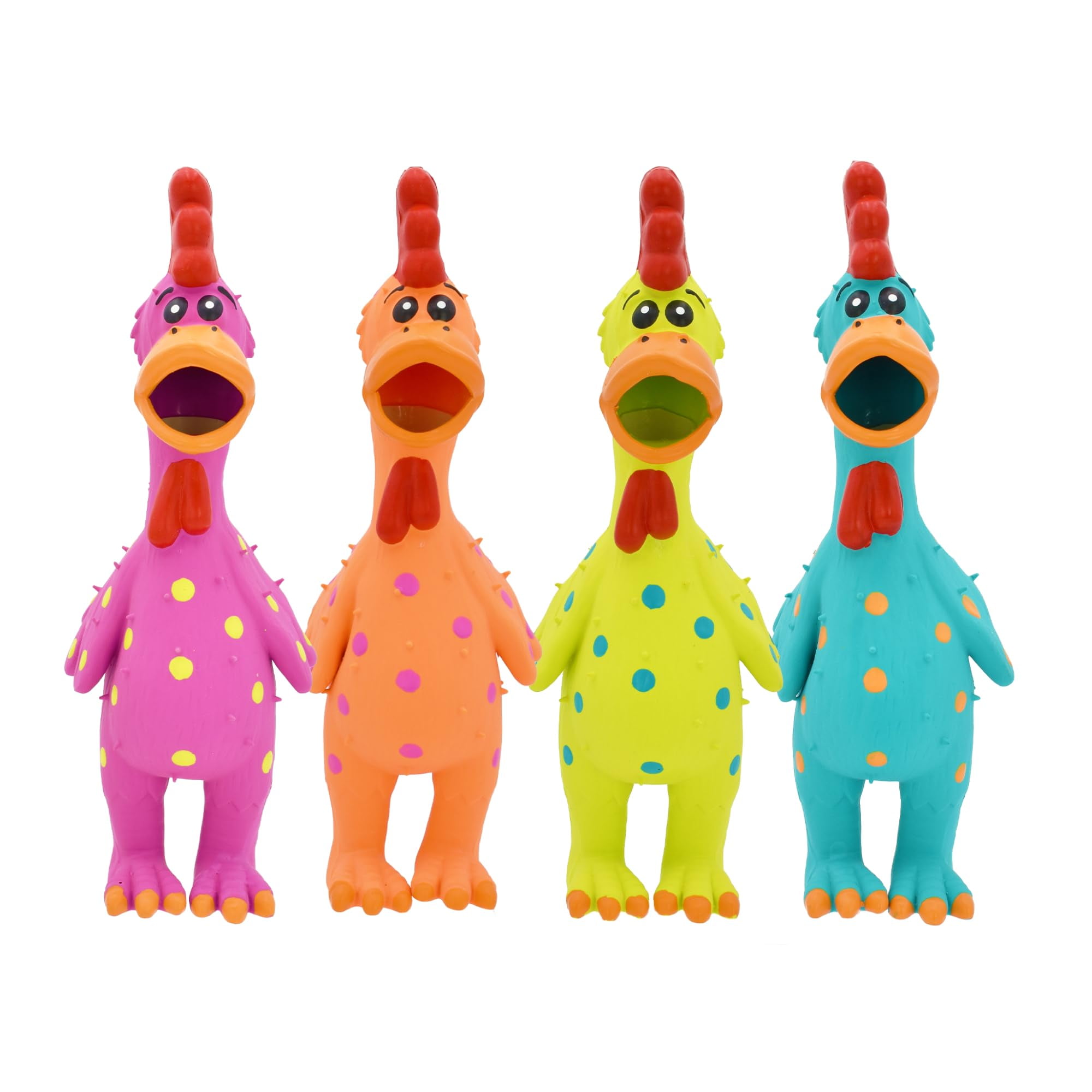 Multipet's 11.5-Inch Latex Polka SBF3 Dot Globken Chicken Dog Toy, Assorted Color - 1 Count ...