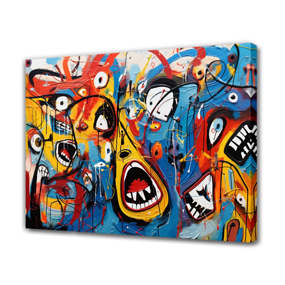 Multiple Abstract Faces With Exaggerated Features And Vibrant Colors ...