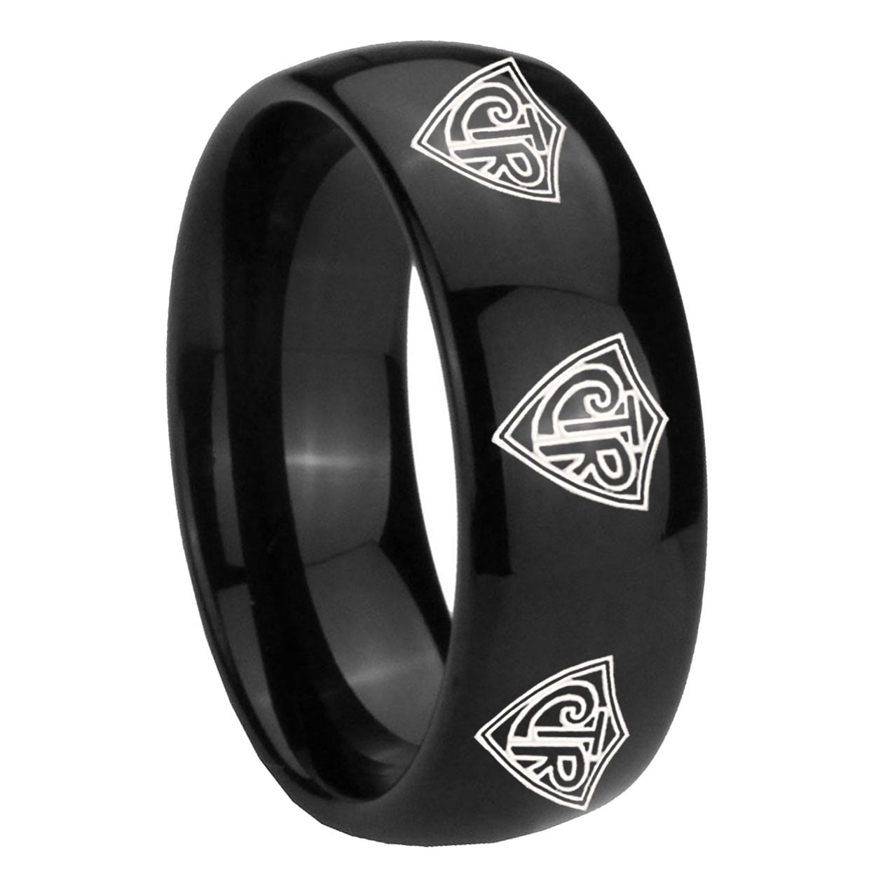Multiple CTR Logo 8MM Black High Polish Dome Tungsten Men's Ring ...