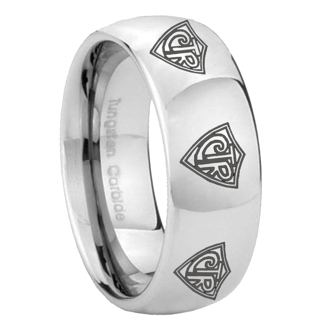 Multiple CTR Logo 8MM Gray High Polish Dome Tungsten Men's Ring ...