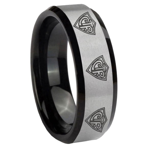 Multiple CTR Logo Beveled Edge Gray And Black Tungsten Ring 10MM ...