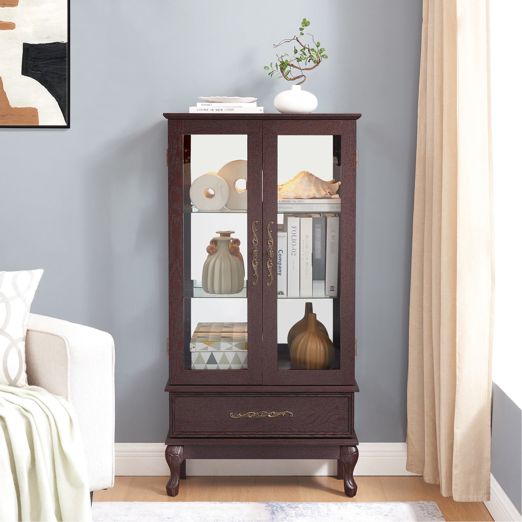 Multiple Compartments + Light Feature”-“Study + Show Off Your Books and ...