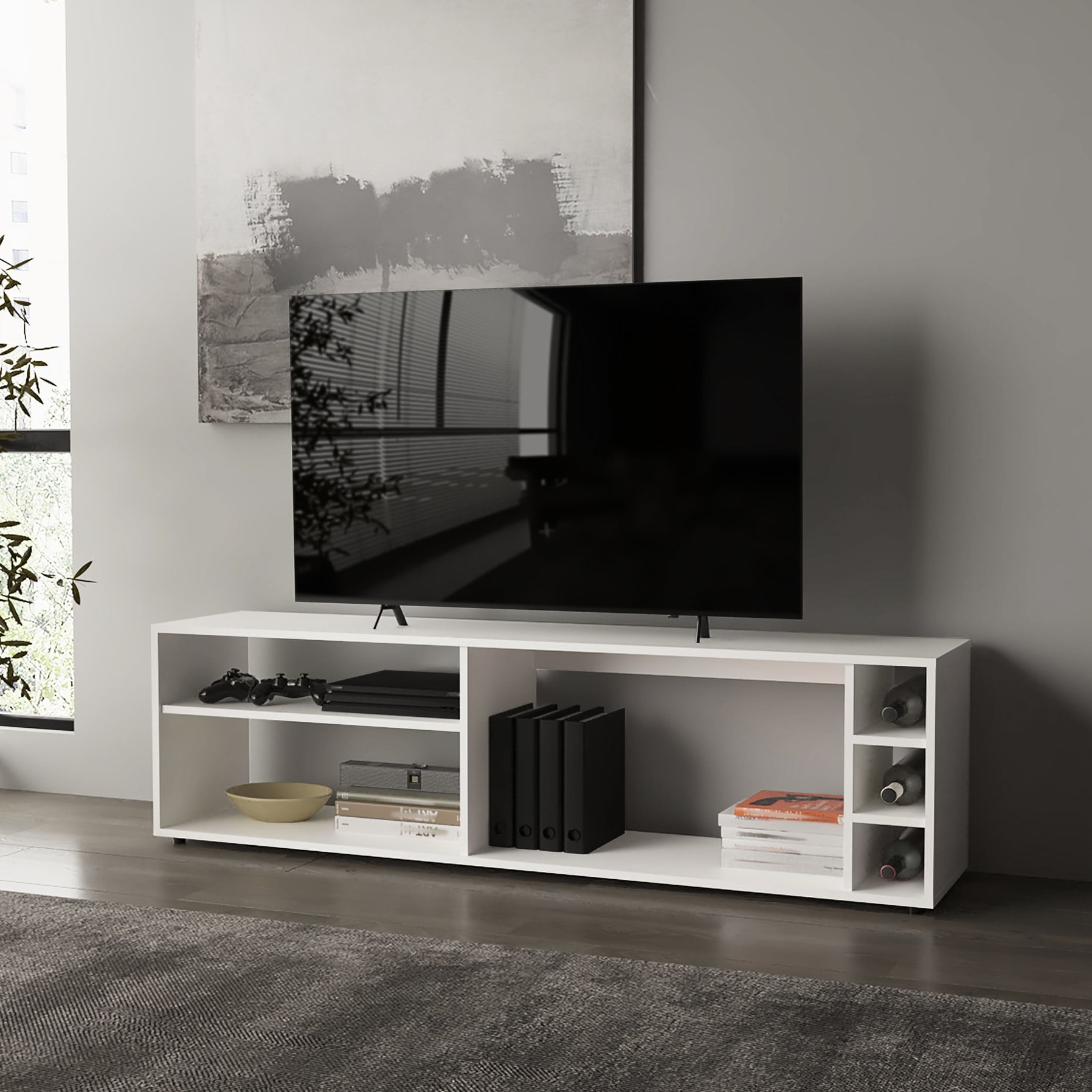 Multiple Compartments for Organization | Support 70" TVs, Modern TV ...