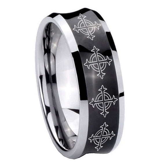 Multiple Cross Concave Black Tungsten Men Ring 10MM - Walmart.com