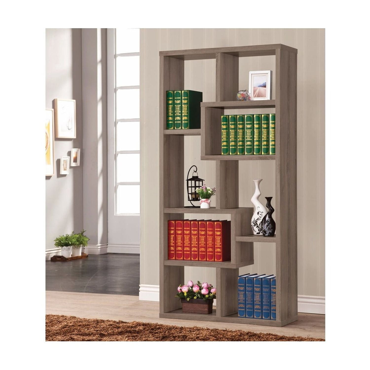 Multiple Cubed Rectangular Bookcase in Gray - Walmart.com