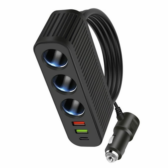 Multiple Device 3 Way Car Power Outlet Adapter General Simple Car Power Splitter for Long Drives ...