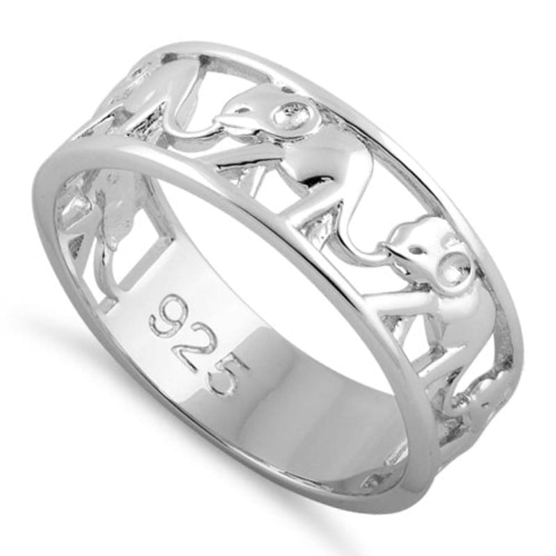 Multiple Elephants 925 Sterling Silver Band Handmade Silver Rings For ...