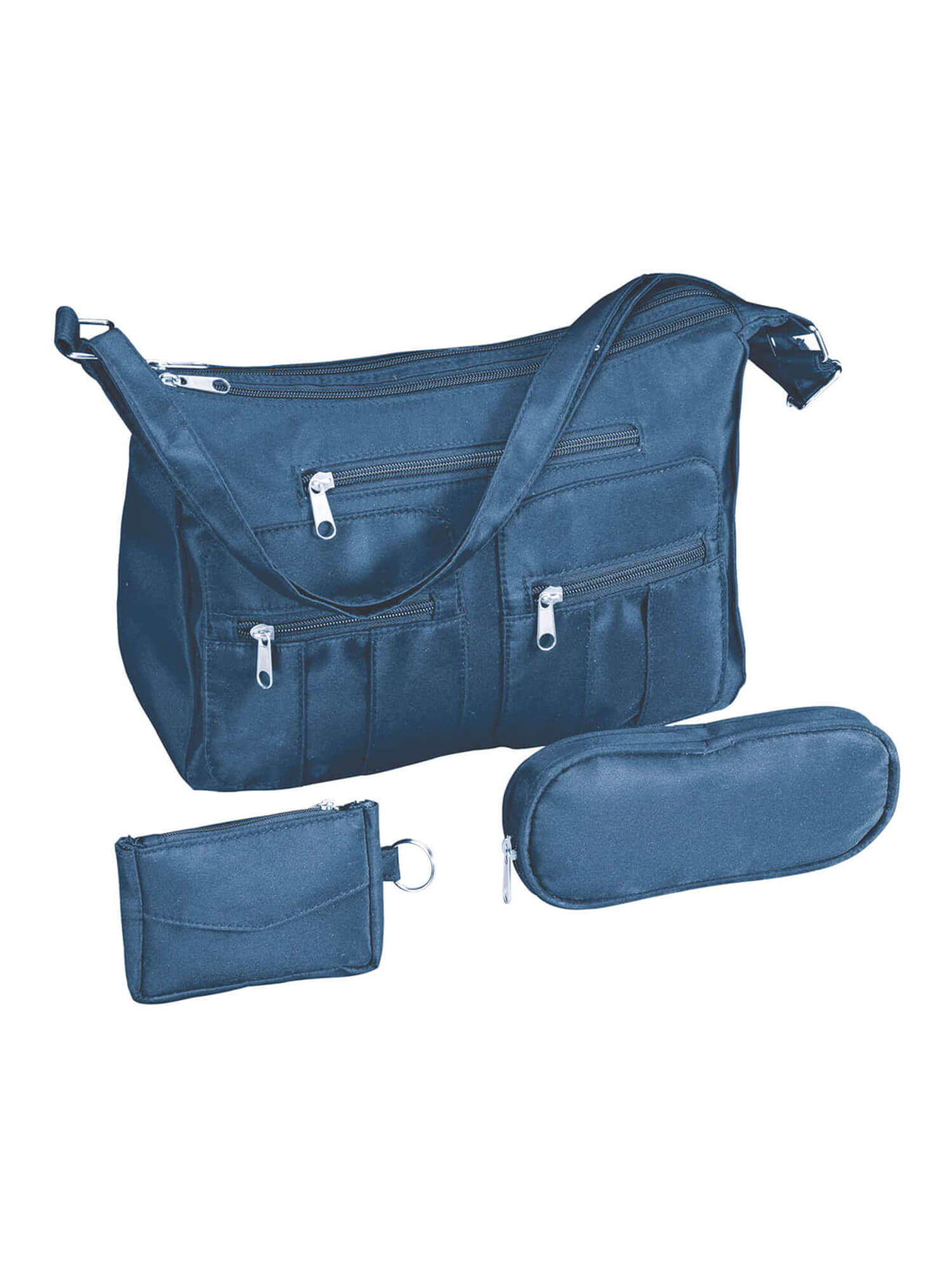 Multiple Pocket Crossbody Shoulder Handbag, Microfiber, 3 Piece Set ...