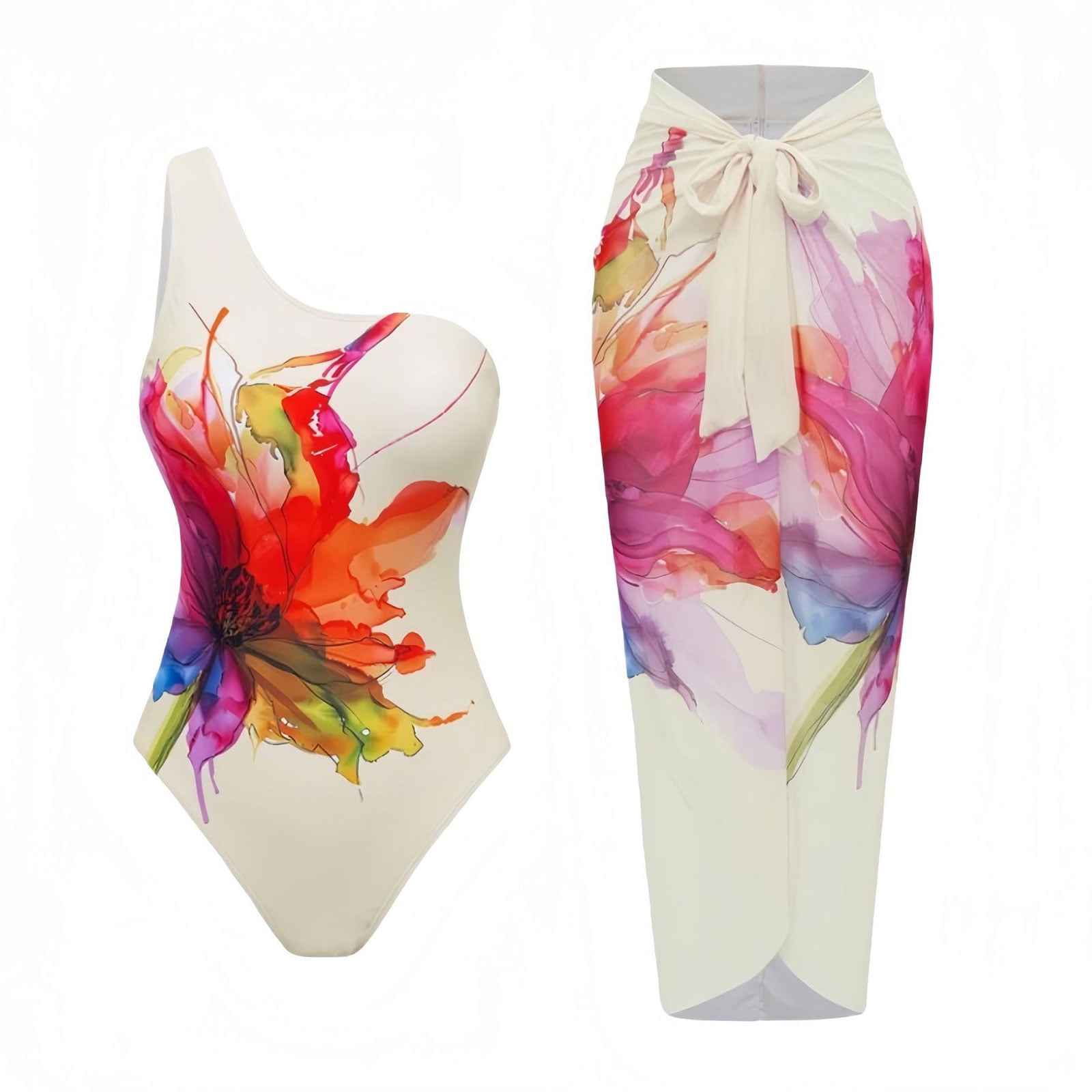 Multiple Size Picks Two Piece Swimsuit Set Highlighting Flower Layer ...