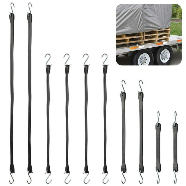 Multiple Size Rubber Bungee Cords, 10PCS EPDM Rubber Straps with 1.5X Max Stretch, Heavy Duty ...