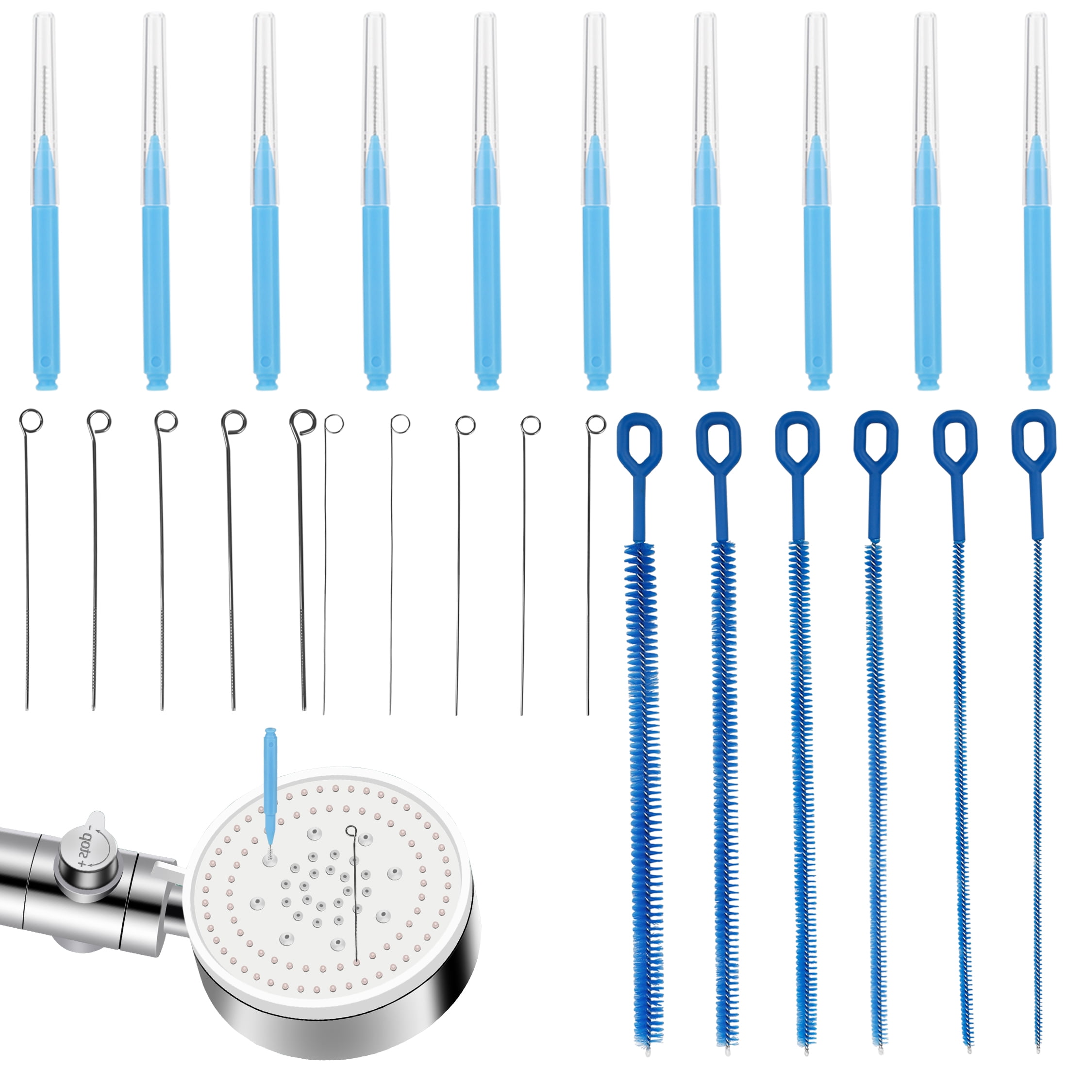 Multiple-Size Shower Head Cleaner Tools, Lingsida Shower Head Cleaning Brush Picks & Heavy Duty ...