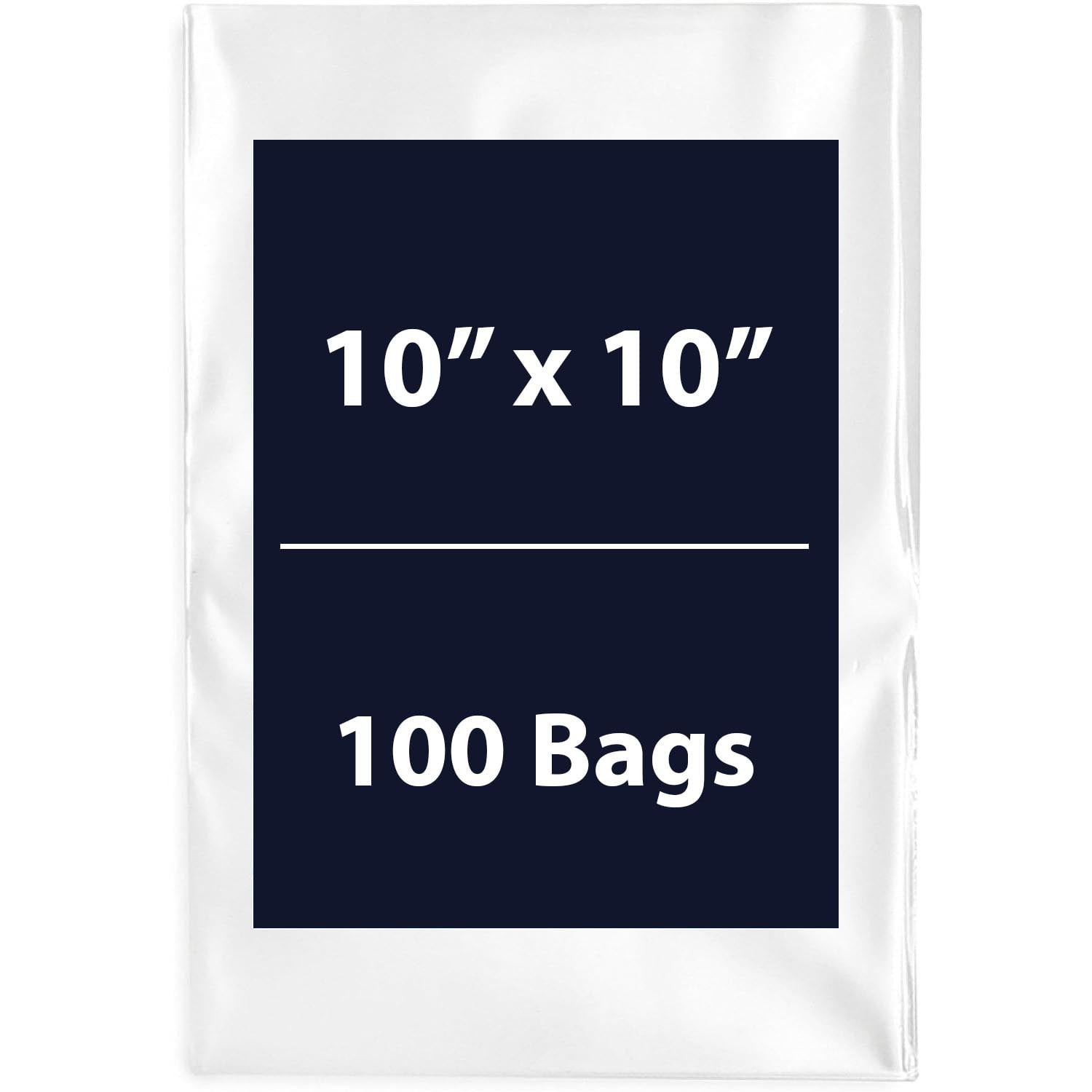 Multiple Sizes Clear Flat Poly Bags - 10"x10" & (100 Bags) 1.5Mil Flat ...