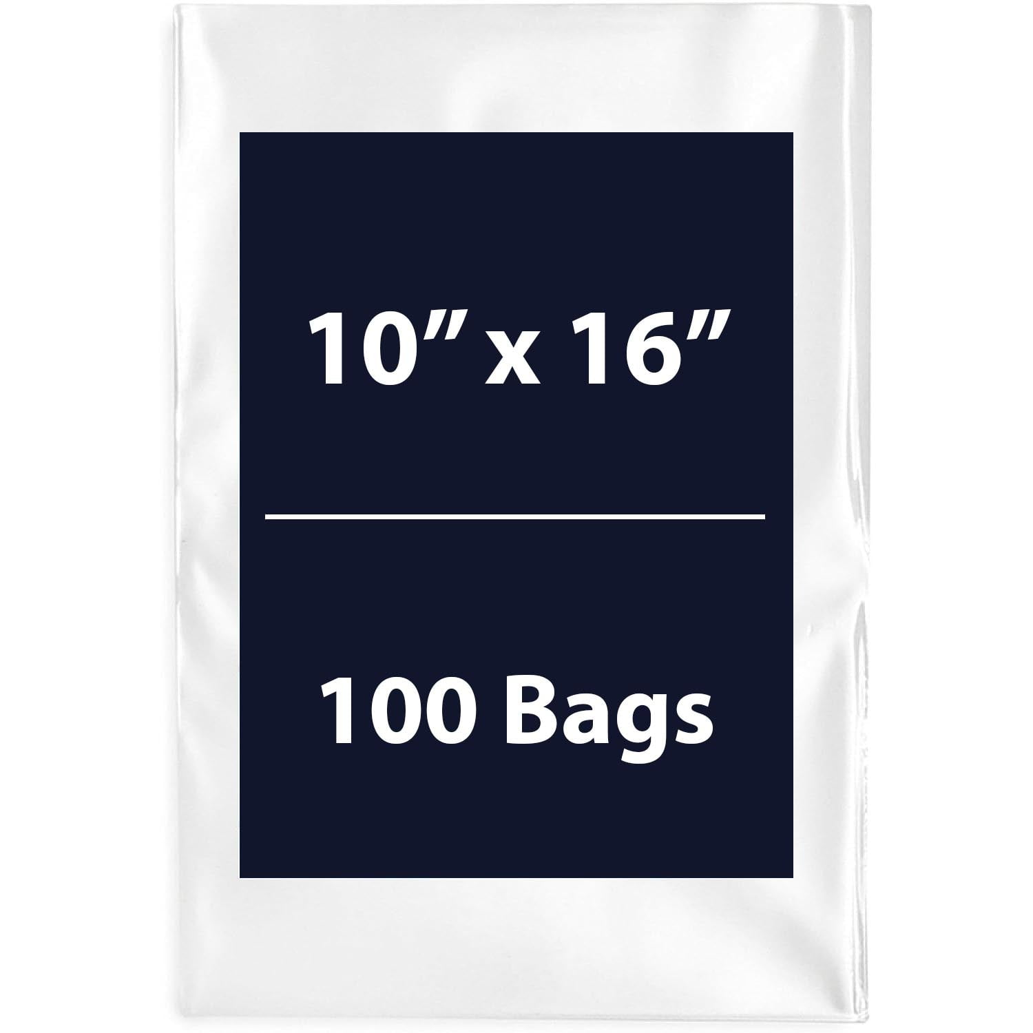 Multiple Sizes Clear Flat Poly Bags - 10"x16" & 100 Bags 1.25Mil Flat ...
