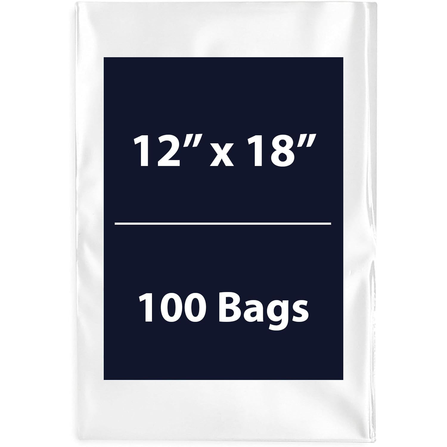 Multiple Sizes Clear Flat Poly Bags - 12"x18" & 100 Bags 1.25Mil Flat ...