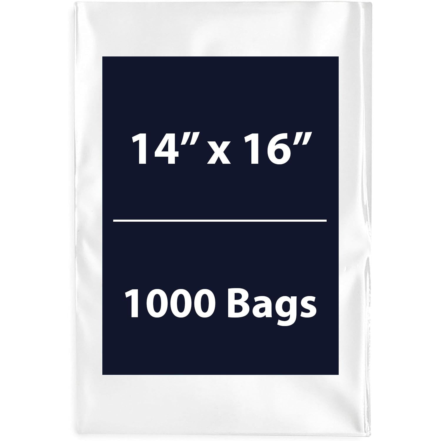Multiple Sizes Clear Flat Poly Bags - 14"x16" & (1000 Bags) 1.5Mil Flat ...