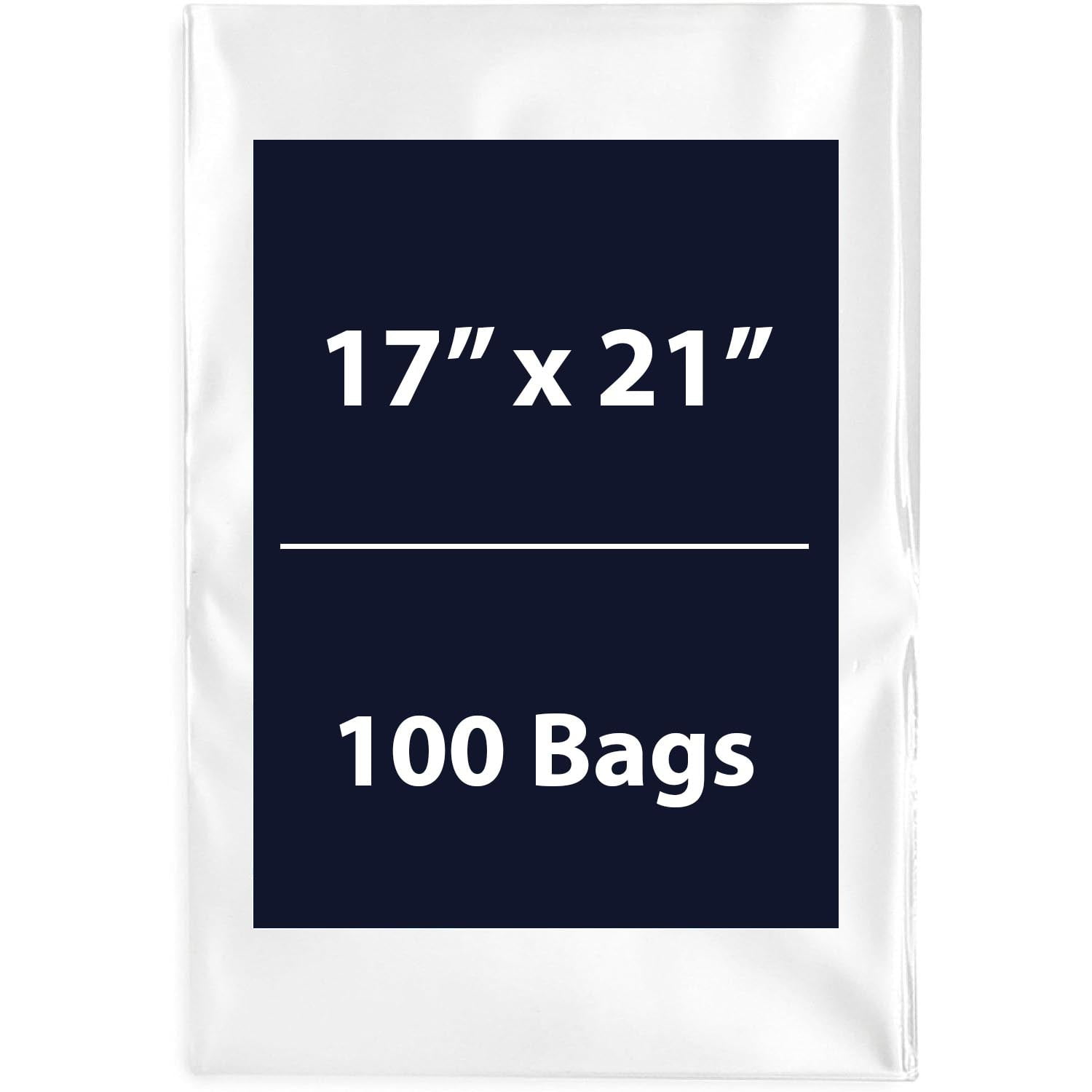 Multiple Sizes Clear Flat Poly Bags - 17"x21" & 100 Bags 1Mil Flat Open ...