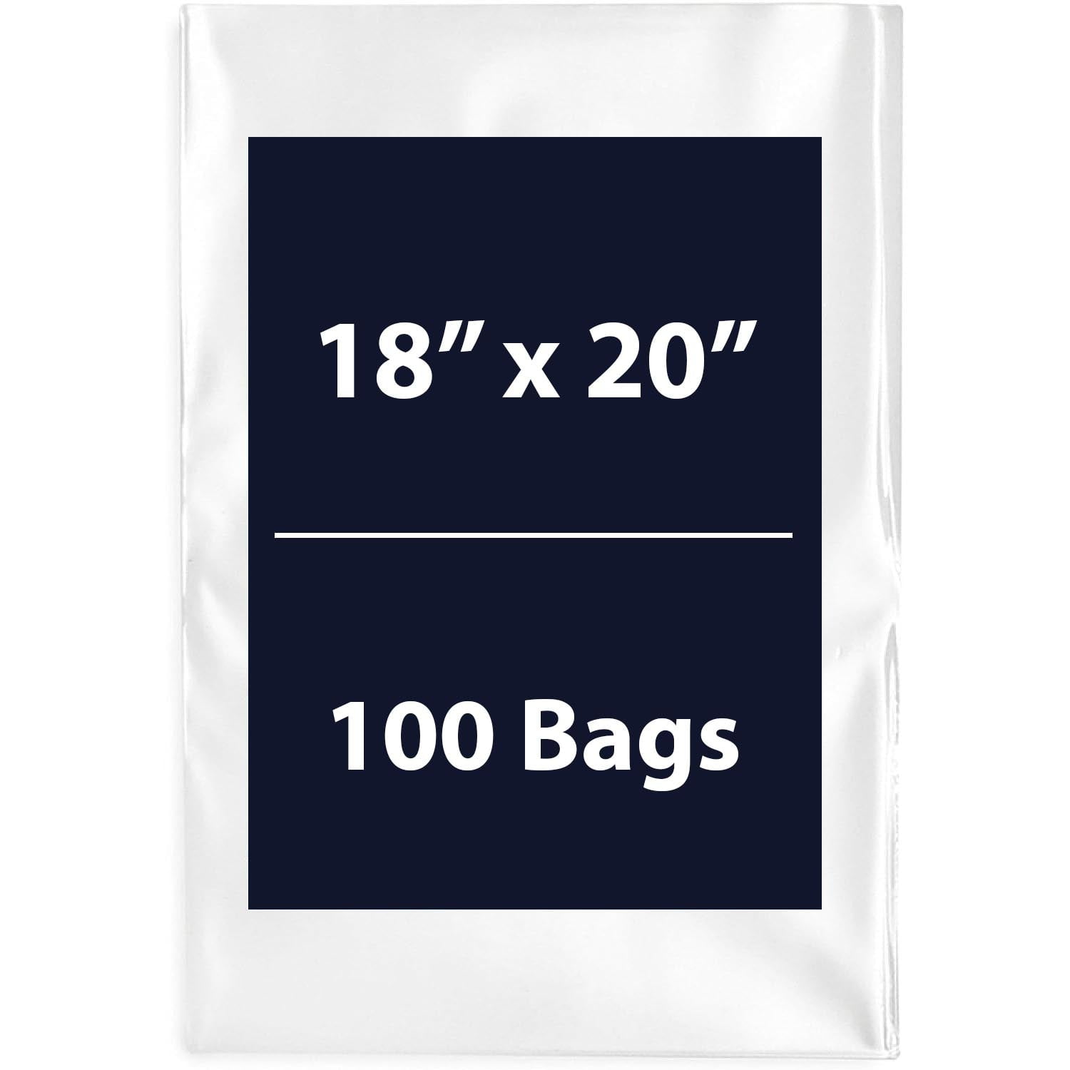 Multiple Sizes Clear Flat Poly Bags - 18"x20" & (100 Bags) 1.5Mil Flat ...