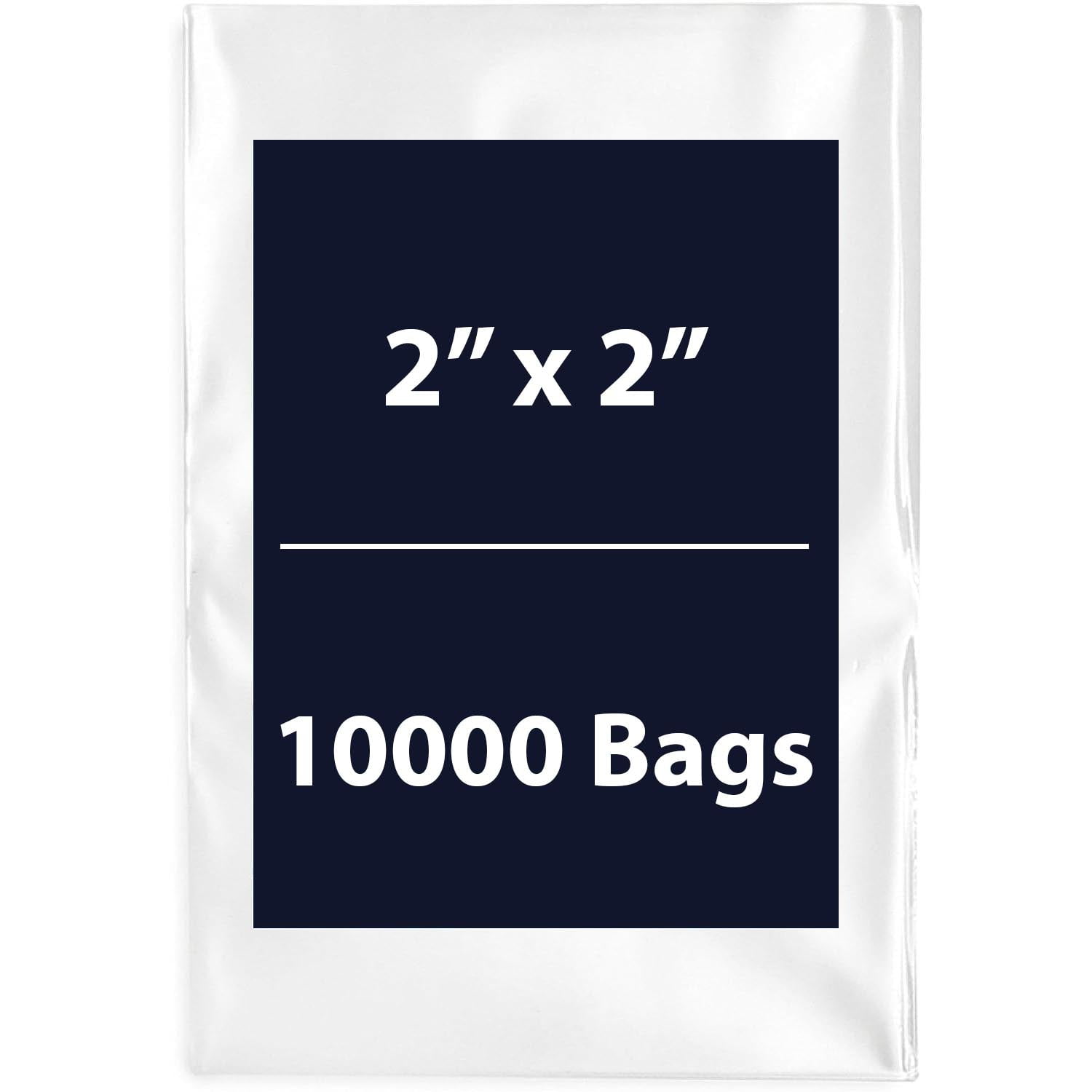 Multiple Sizes Clear Flat Poly Bags - 2"x2" & (10000 Bags) 1.5Mil Flat ...