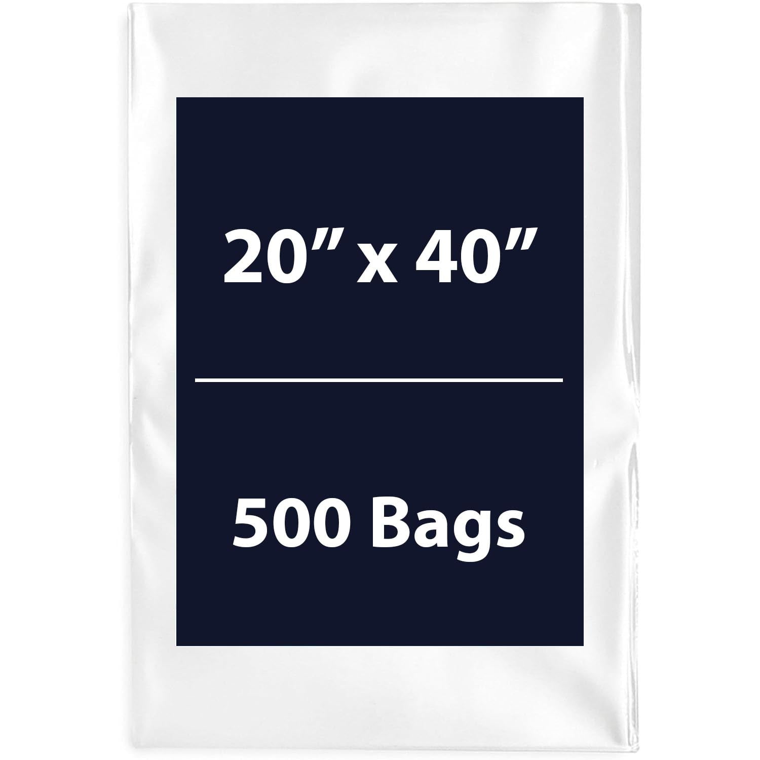 Multiple Sizes Clear Flat Poly Bags - 20"x40" & (500 Bags) 1.5Mil Flat ...