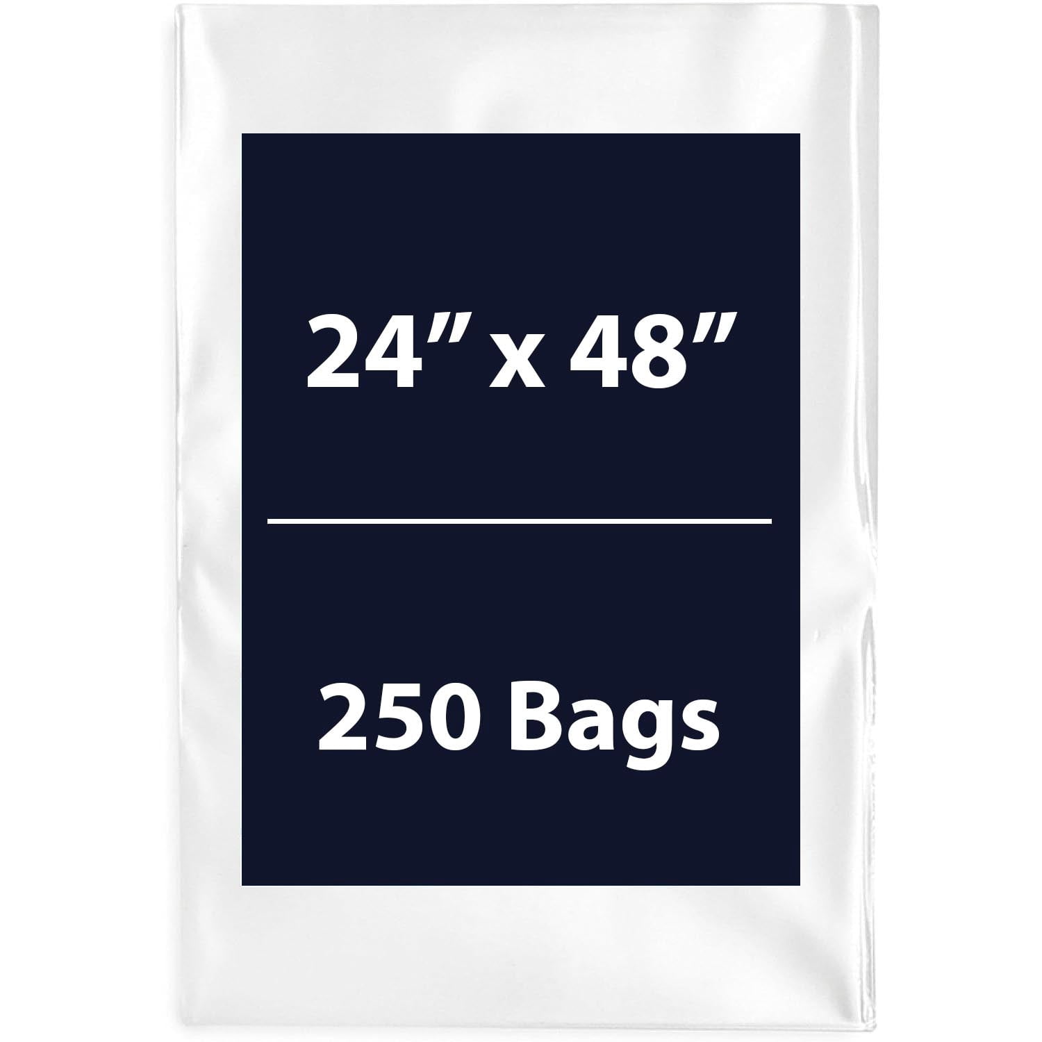 Multiple Sizes Clear Flat Poly Bags - 24"x48" & (250 Bags) 1.5Mil Flat ...