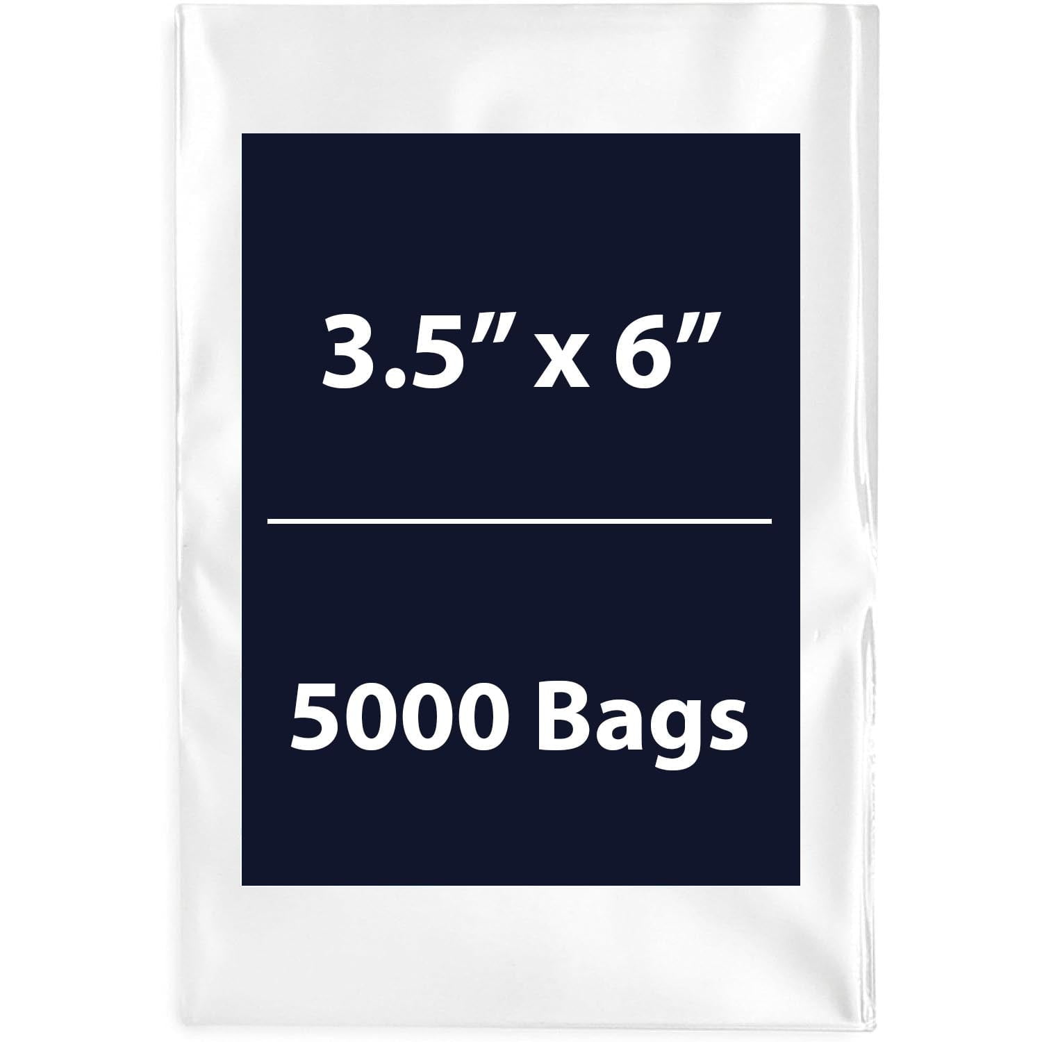 Multiple Sizes Clear Flat Poly Bags - 3.5"x6" & (5000 Bags) 1.5Mil Flat Open Top Plastic ...