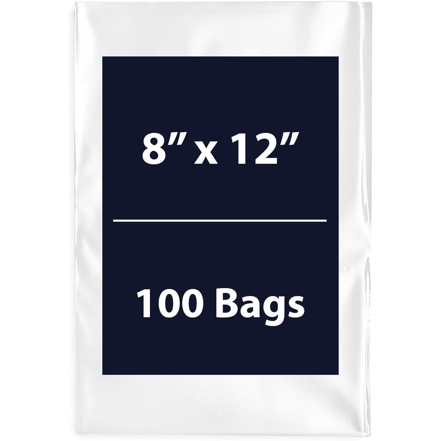 Multiple Sizes Clear Flat Poly Bags - 8"x12" & 100 Bags 1.25Mil Flat ...