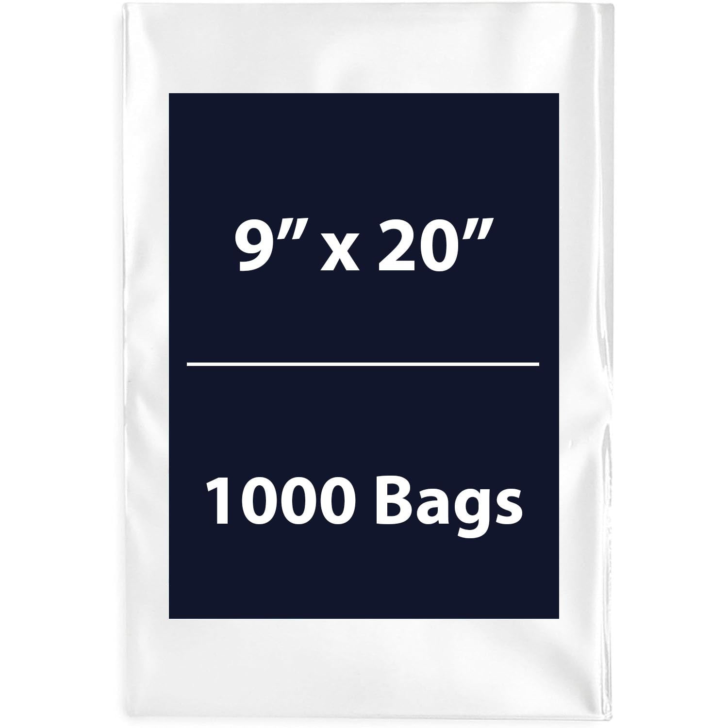 Multiple Sizes Clear Flat Poly Bags - 9"x20" & (1000 Bags) 1.5Mil Flat ...