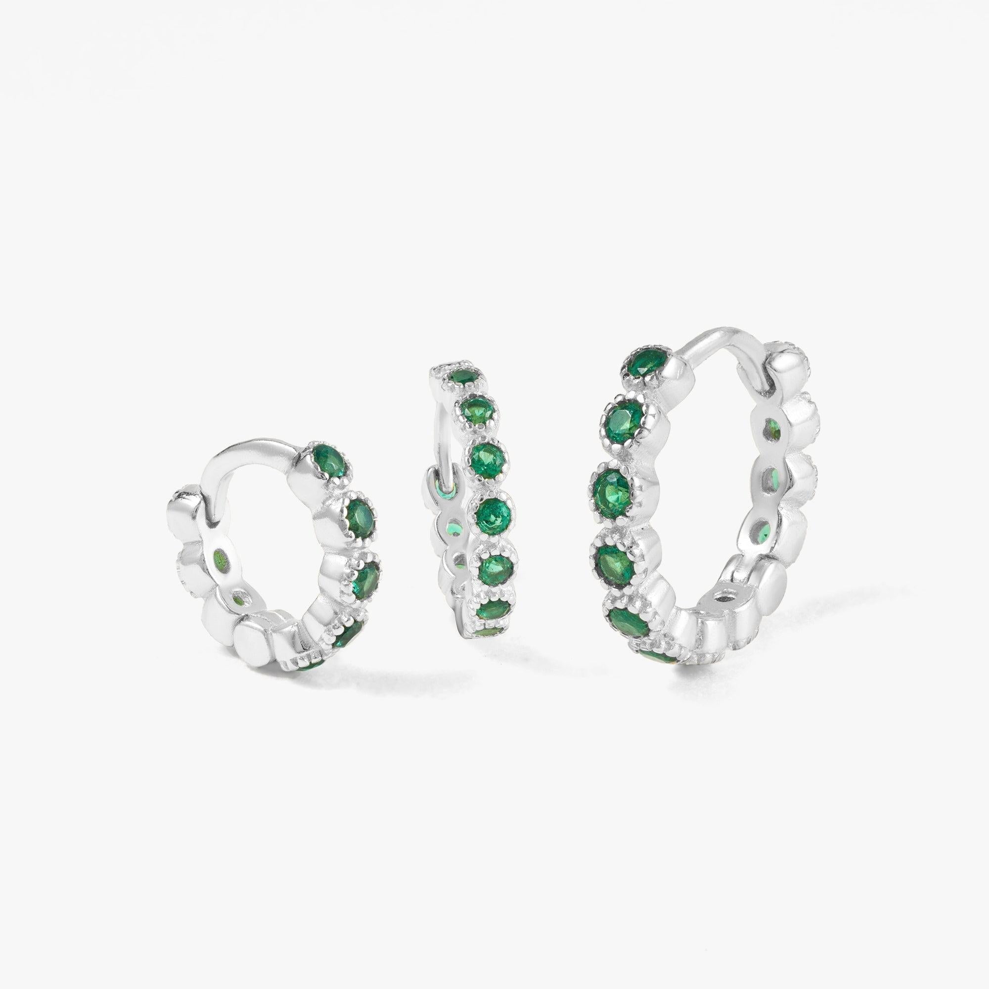 Multiple Sizes Emerald Green 3A CZ Bazel Hoop Earrings - Walmart.com