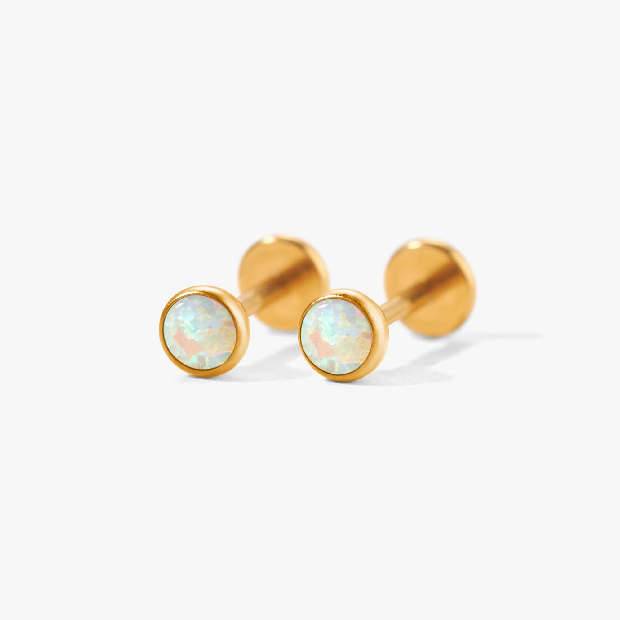Multiple Sizes White Opal Bezeled Flatback Stud Earrings - Walmart.com